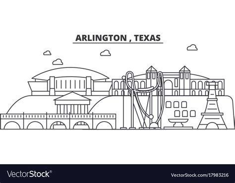 Arlington Texas Architecture Line Skyline Vector Image