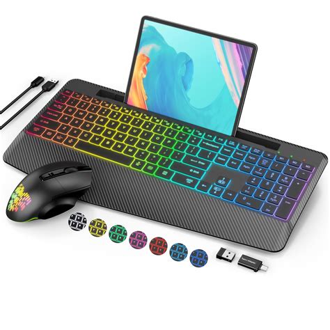 Wireless Keyboard And Mouse Backlits Wrist Rest Jiggler Mouse