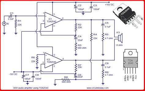 Rangkaian Audio Amplifier 2 Watt Gambar Skema Rangkaian Elektronika