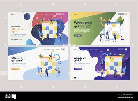 Set Of Employees Planning Work With Kanban Boards Stock Vector Image Art Alamy