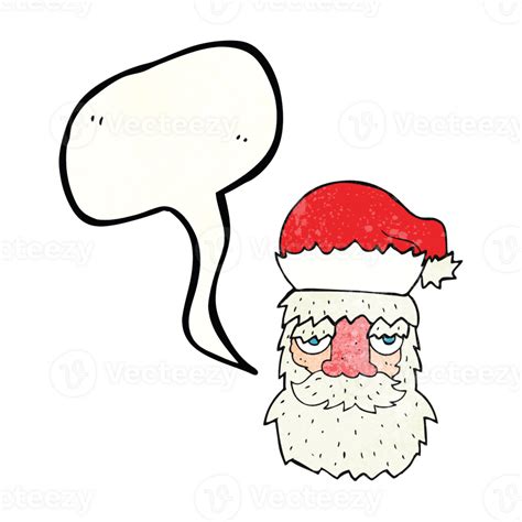 Hand Speech Bubble Textured Cartoon Tired Santa Claus Face 45167515 Png