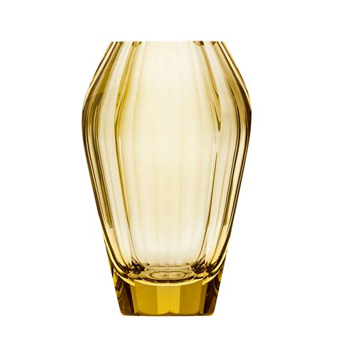 Yellow Hand Cut Bohemian Crystal Vase Diva By Moser