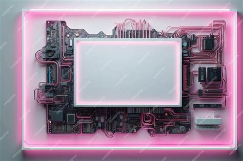 Premium Photo Neon Cyberpunk Circuitry Wall Mockup