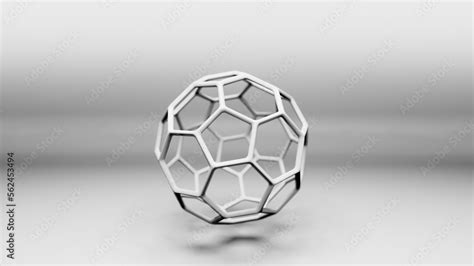 Buckminsterfullerene C60 Molecule Model Allotrope Of Fullerene Carbon Atoms Round Sphere With