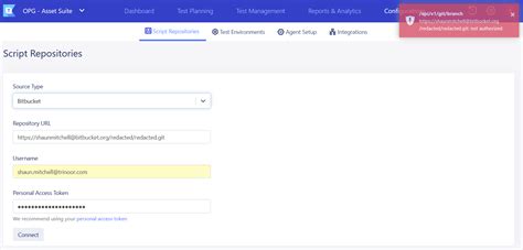 Cannot Connect Testops To Bitbucket Repository Katalon Testops Katalon Community