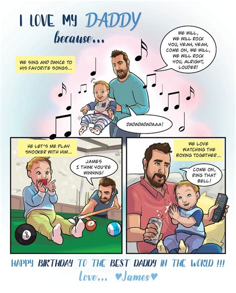 Super Dad Comic Strip Son Daughter Daddy Birthday Etsy