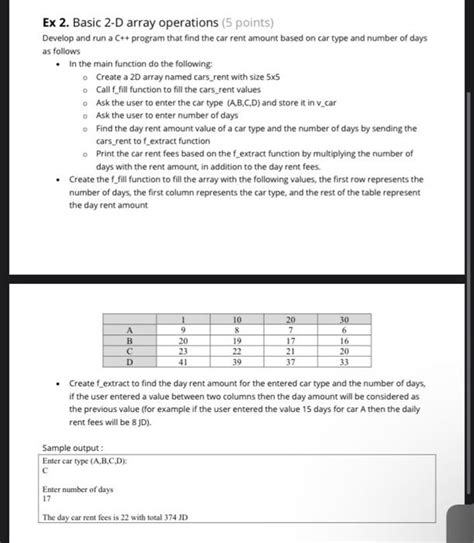 Solved Ex 2 Basic 2 D Array Operations 5 Points Develop