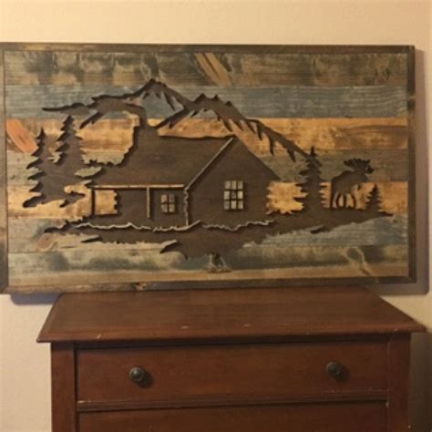 Medium Five Rustic Wood Mountains Wall Art Etsy Into The Woods Art