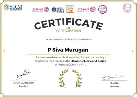 Siva Murugan On Linkedin Completing Me Tenure As A Member At Rotaract Club Of Srm Ktr My
