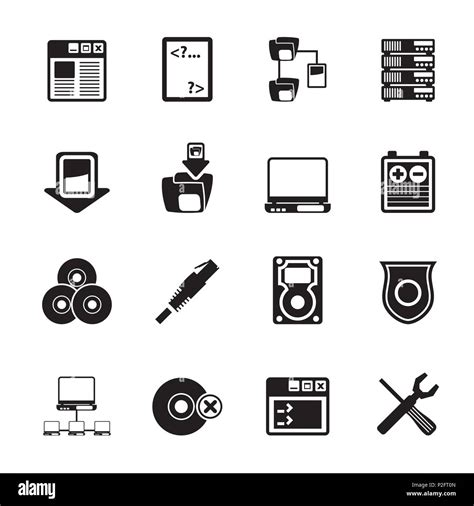 Silhouette Server Side Computer Icons Vector Icon Set Stock Vector Image Art Alamy