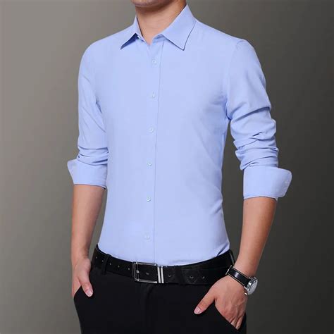 Pure Color Cotton Mens Long Sleeved Formal Dress Shirts Size 5xl Autumn And Winter Loose