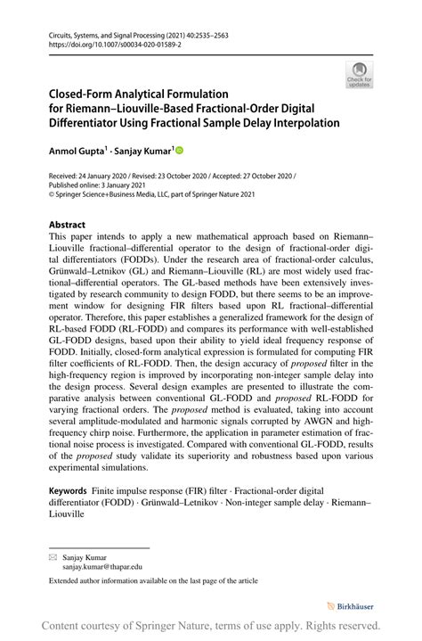 Closed‐form Analytical Formulation For Riemann Liouville‐based