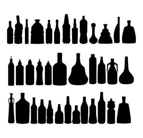 Vector Illustration Silhouette Alcohol Bottle Seamless Pattern Stock