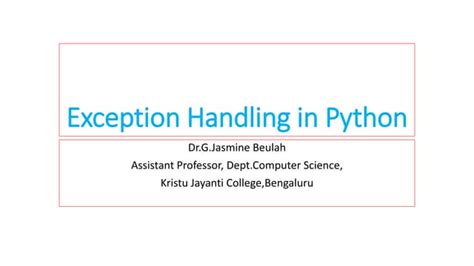 Exception Handling In Python Pptx