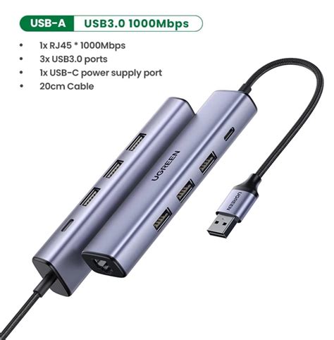 Ugreen Usb A Ethernet Adapter 1000mbps Usb3 0 Ethernet Hub Usb Hub For Laptop Xiaomi Mi Box