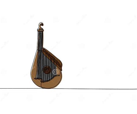 Bandura One Line Color Art Continuous Line Drawing Of Music