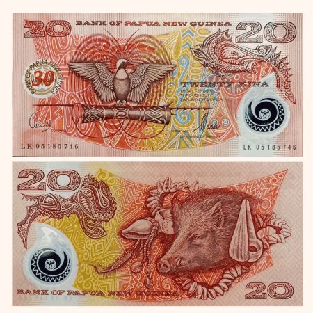 20 Kina FE Papua Nova Guiné Comemorativa dos 30 Anos do Banco