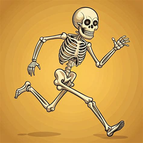 Halloween Skeleton Cartoon Character Running Premium Ai Generated Image
