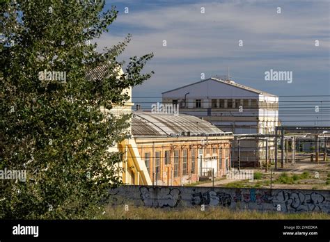 Old Abandoned Industrial Building With Graffiti And Signs Of Decay