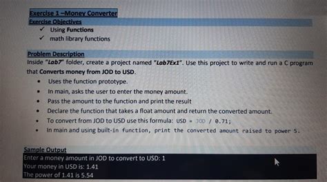 Solved Exercise Money Converter Exercise Obiectives Chegg