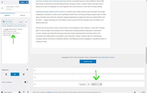 Astra Scroll To Top How To Create A Scroll To Top Button In The Free Version Of Astra Video