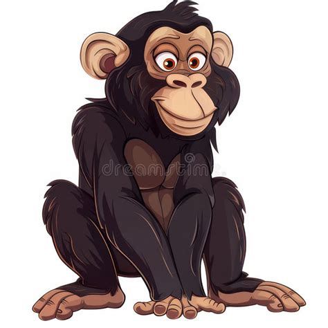 Funny Ape Cartoon Style Isolated On White Created With Generative Ai
