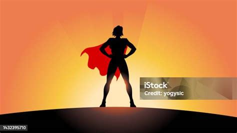 벡터 여성 슈퍼 히어로 실루엣 파워 포즈 스톡 일러스트 레이 션에 서 슈퍼히어로에 대한 스톡 벡터 아트 및 기타 이미지 슈퍼히어로 실루엣 한 명의 여자만 Istock