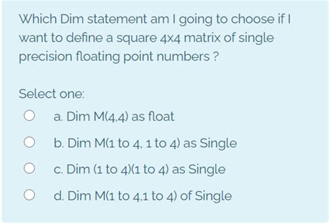 Solved Which Dim Statement Am I Going To Choose If I Want To