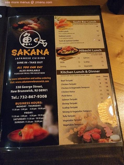 Online Menu Of Sakana Japanese Cuisine Restaurant New Brunswick New