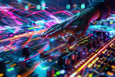 Premium Photo The DJs Hands Glide Over The Futuristic Mixer Orch