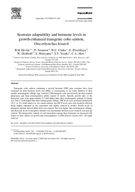 Pdf Growth Hormone And Thyroid Hormones During Atlantic Salmon Salmo Salar L Smolting And