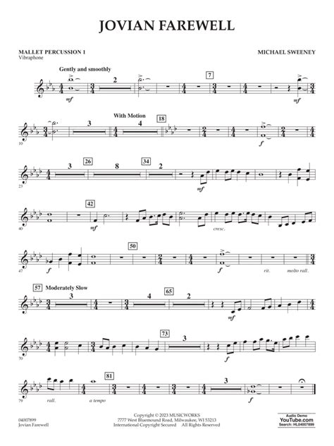 Jovian Farewell Mallet Percussion 1 By Michael Sweeney Concert Band