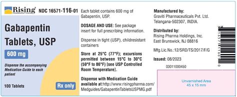 Gabapentin Tablets Package Insert