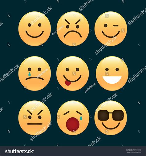 Set Smile Icons Emoji Emoticons 库存矢量图（免版税）722950678 Shutterstock