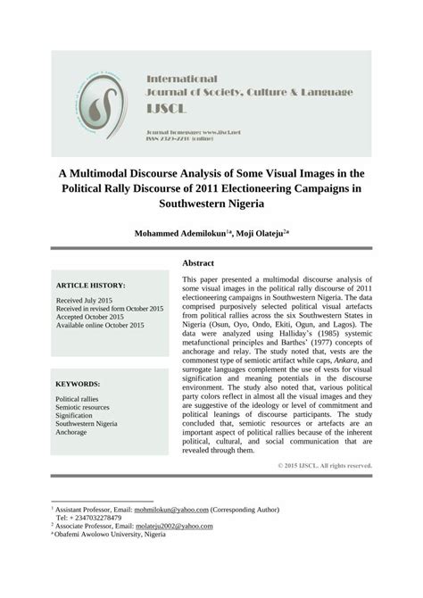 Pdf A Multimodal Discourse Analysis Of Some Visual … Multimodal Discourse Analysis Of Some