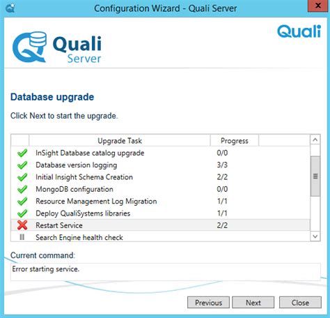Quali Server Upgrade Fails In The Restart Service Step Cloudshell Help