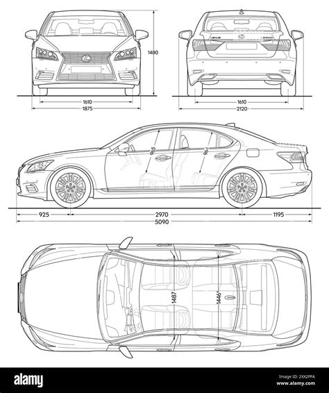 Lexus Ls 2016 Car Blueprint Stock Vector Image And Art Alamy