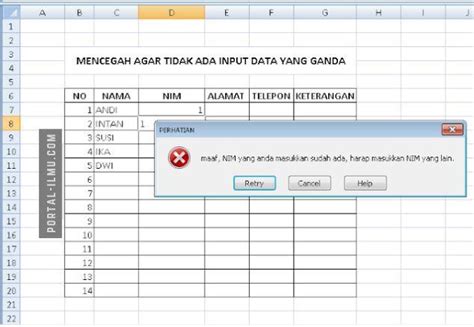 Cara Mencegah Adanya Data Ganda Dengan Microsoft Excel Portal Ilmu