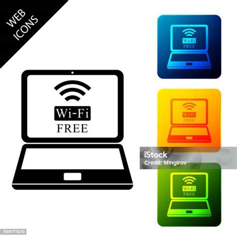 노트북 및 무료 Wifi 무선 연결 아이콘이 분리되어 있습니다 무선 기술 Wifi 연결 무선 네트워크 핫스팟 개념 설정 아이콘