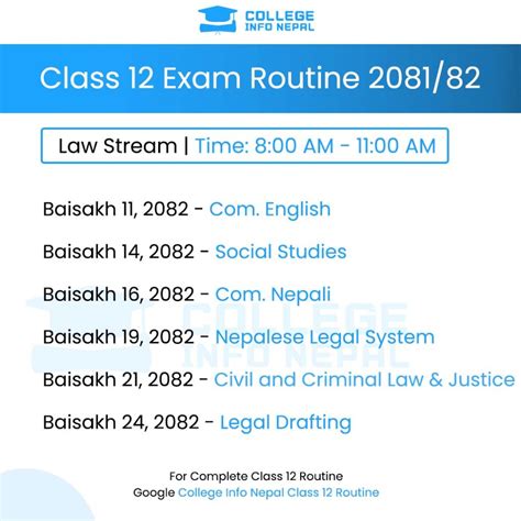 Class 12 Exam Routine 2082 Science Management Education