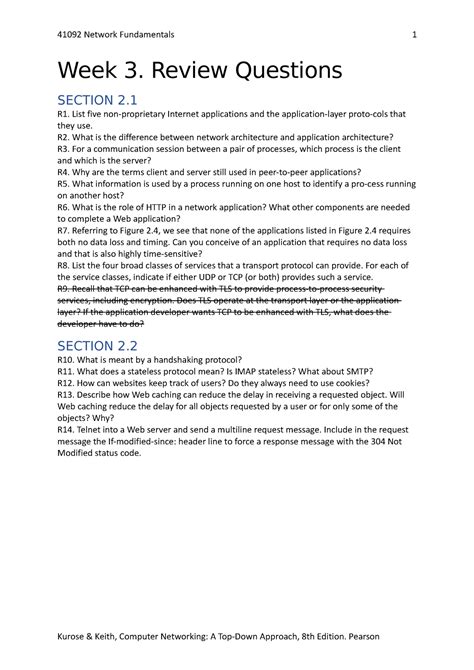 Week3 Review Question 41092 Network Fundamentals Week 3 Review