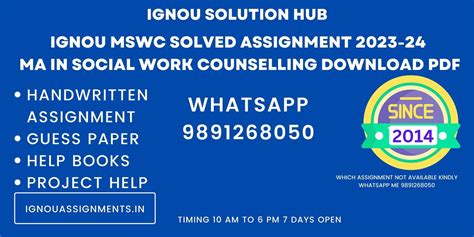 Ignou Mswc Solved Assignment 2023 24 Ma In Social Work Counselling