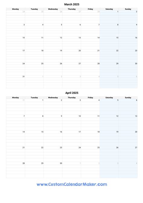 March Calendar Free Printable Editable Grid Leone Genovera