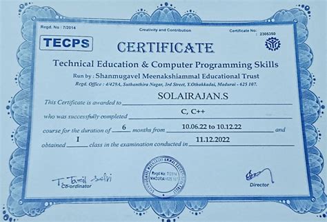 solairajan s on linkedin i have completed c and c programming course