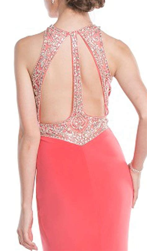 Aspeed Design Bedazzled Halter Neckline Sheath Prom Dress Couture Candy