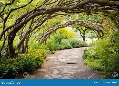 Tree Branches Arching Over A Garden Path Stock Image Image Of