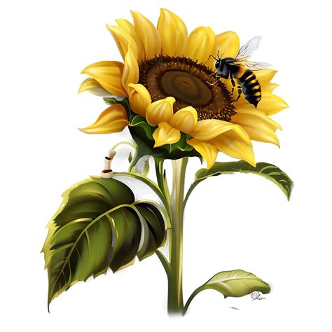 Download Sunflower With Bees Png Itp