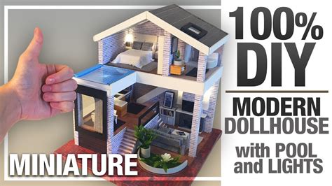 Diy Miniature Seattle Dollhouse My Modern Version With Pool And Led