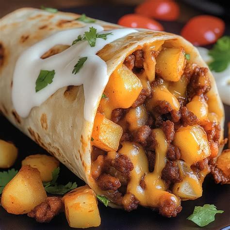 Easy Cheesy Potato Burritos With Tater Tots Recipes By Clare