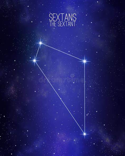 Sextans The Sextant Constellation Map On A Starry Space Background
